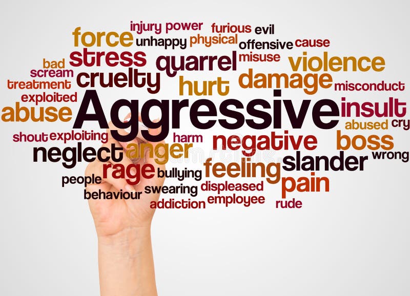 Aggressive Word Cloud and Hand with Marker Concept Stock Illustration ...