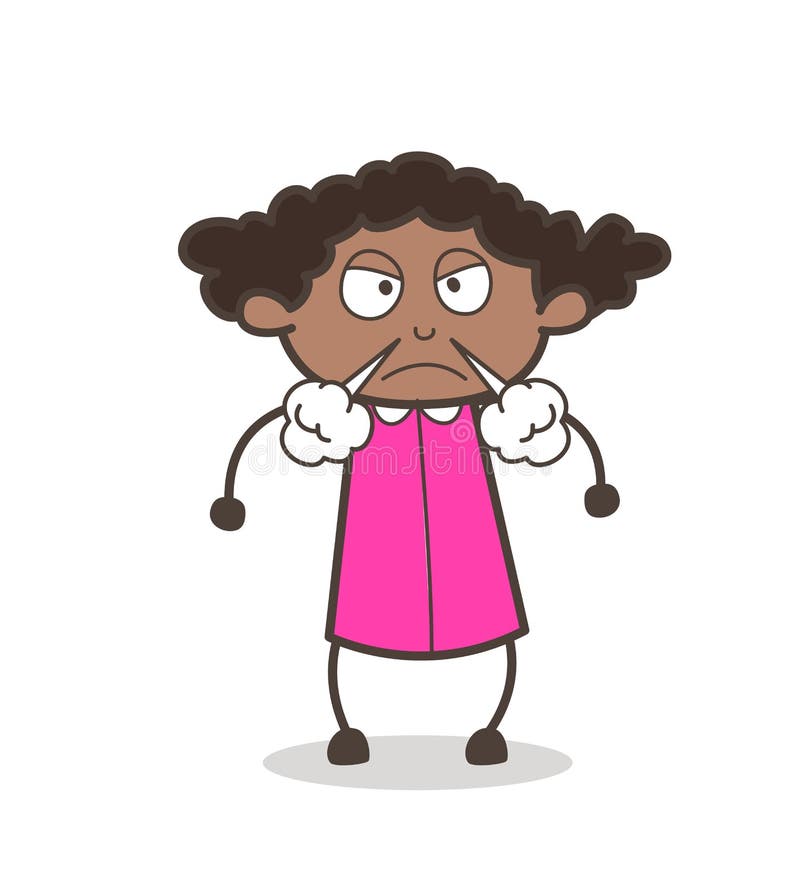 Aggressive Young Girl Face Expression Stock Illustration - Illustration ...