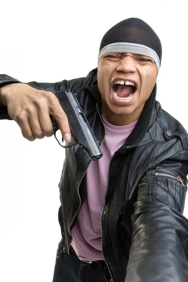 The aggressive young man stock photo. Image of pistol - 9757566