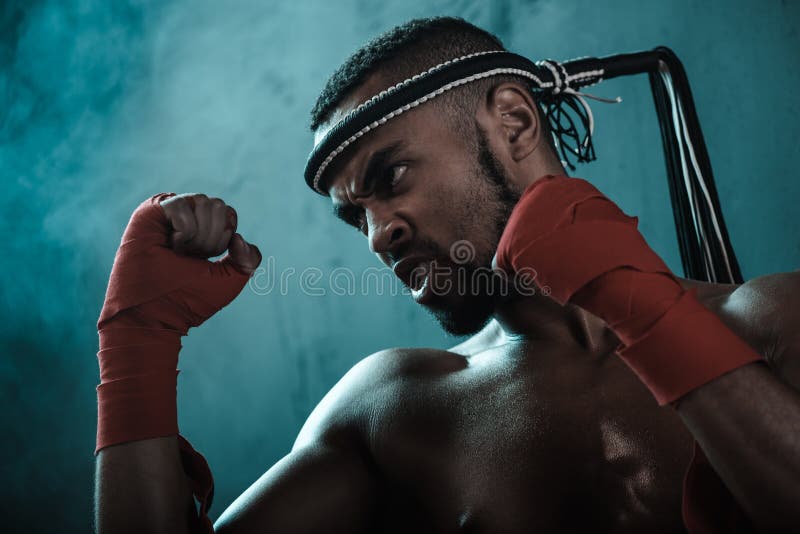 Aggressive Young Muay Thai Boxer Training Thai Boxing Stock Image ...