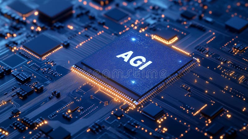 AGI or Artificial General Intelligence Concept. AGI Text on the Chip ...