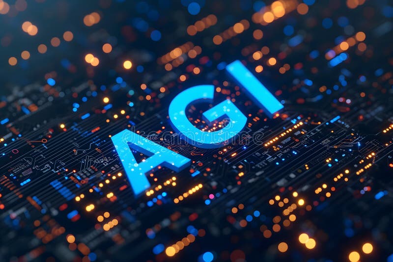 AGI - Artificial General Intelligence - Word on Circuit Board with Blue ...