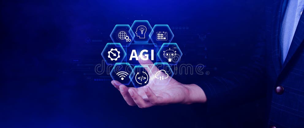 AGI Concept, Artificial General Intelligence, AI Knowledge Learning ...
