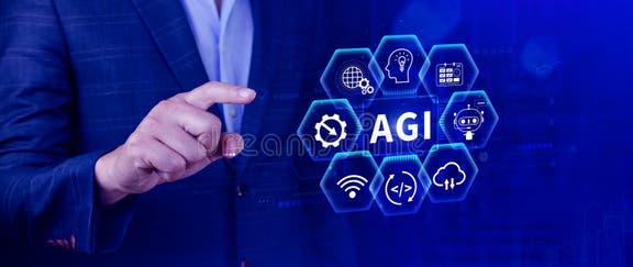 AGI Concept, Artificial General Intelligence, AI Knowledge Learning ...