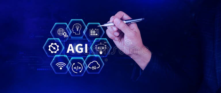 AGI Concept, Artificial General Intelligence, AI Knowledge Learning ...