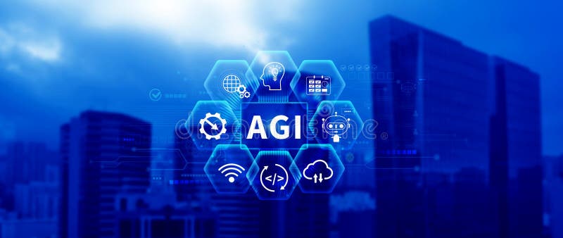 AGI Concept, Artificial General Intelligence, AI Knowledge Learning ...