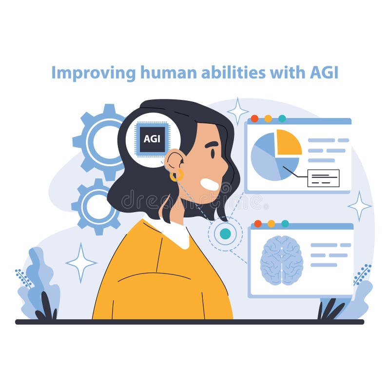 AGI Concept. Flat Vector Illustration. Stock Vector - Illustration of ...