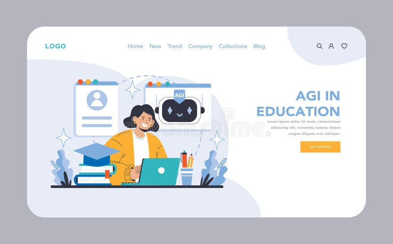 AGI Concept. Flat Vector Illustration. Stock Vector - Illustration of ...