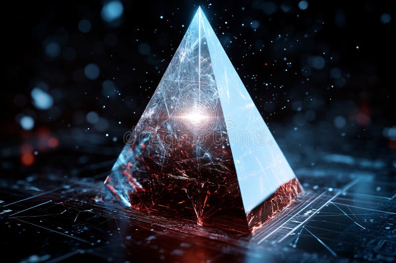 AGI Crystalline Pyramid in Abstract Void Stock Photo - Image of ...