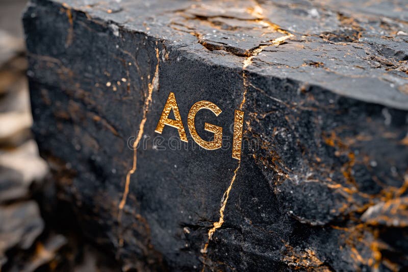 AGI Engraved in Smooth Obsidian Surface Stock Image - Image of ...