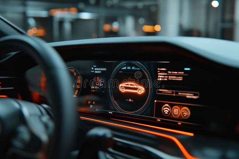 AGI-Enhanced Self-Driving Car Dashboard Display Stock Image - Image of ...