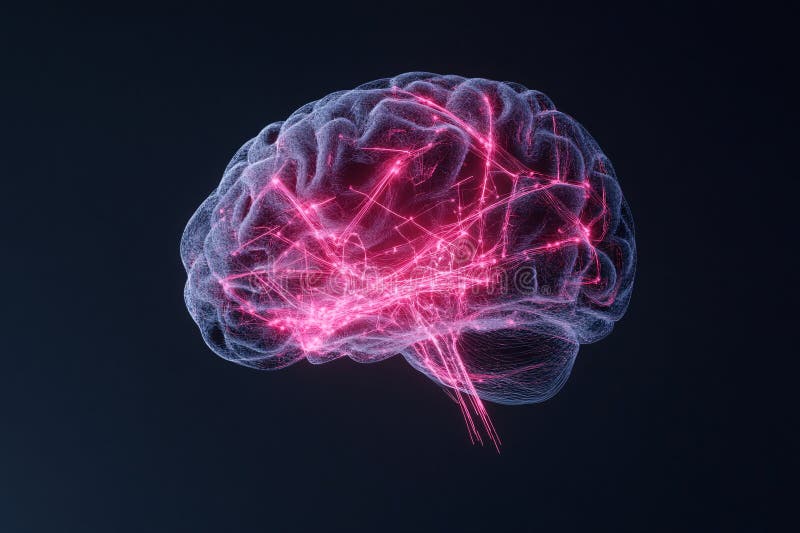 AGI Glowing Brain-like Structure Forming Networks Stock Photo - Image ...