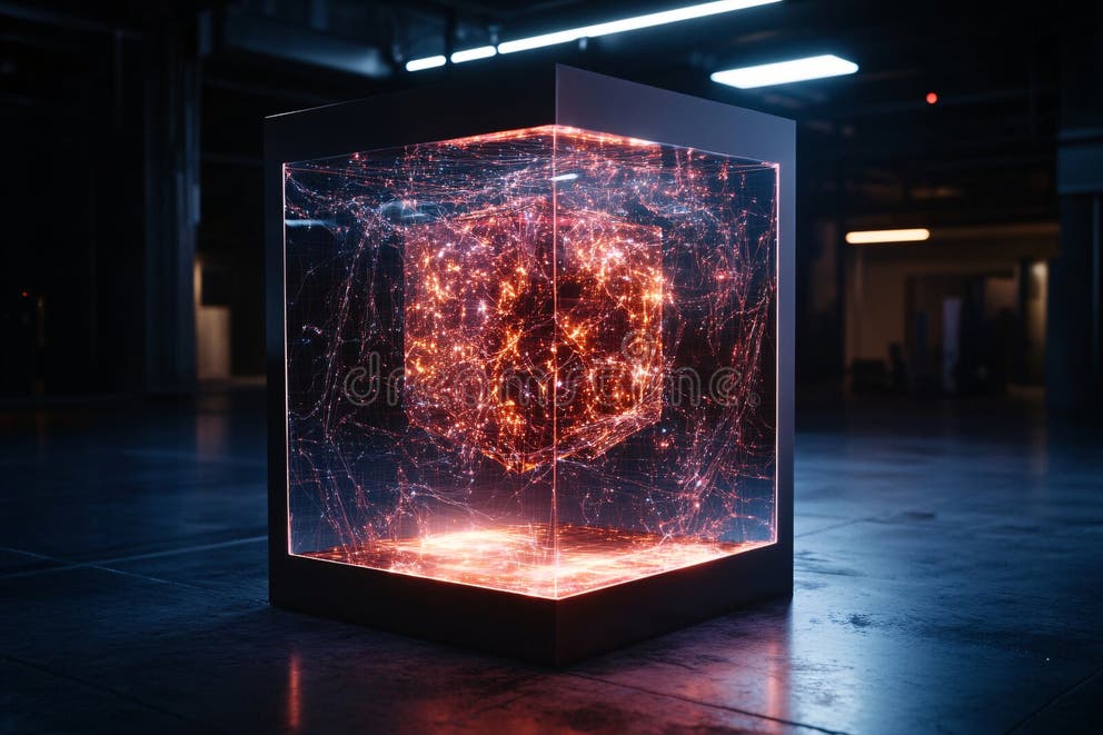 AGI Glowing Cube in Infinite Void Stock Image - Image of intelligence ...