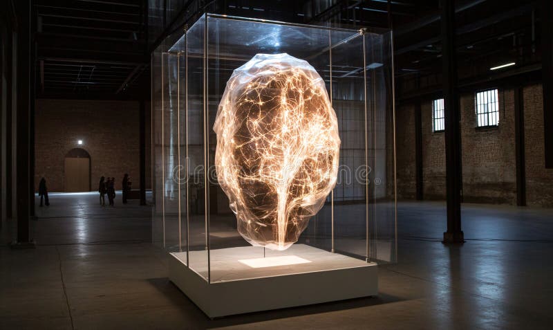 AGI Glowing Neural Cocoon in Glass Chamber Stock Image - Image of ...