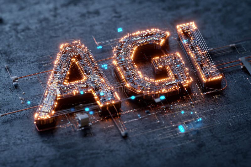 AGI Letters with Glowing Circuits Stock Photo - Image of abstract ...