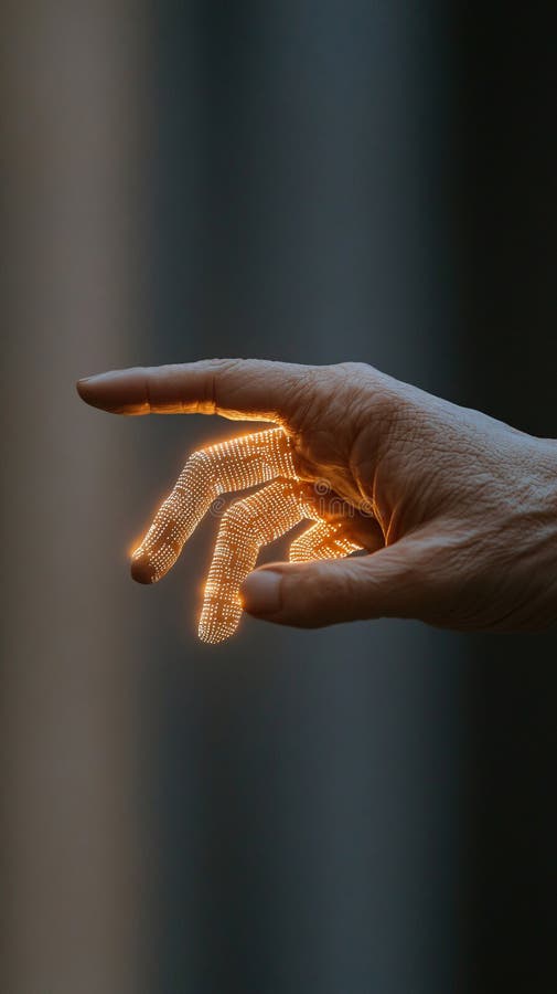AGI Luminous Hand of Light and Code Stock Photo - Image of advanced ...