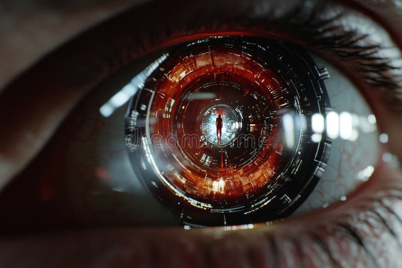 AGI Robotic Eye Reflecting Human Evolution Stock Image - Image of ...