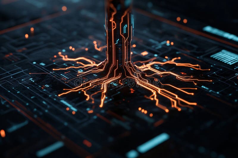 AGI Tree-Like Neural Structure with Glowing Paths Stock Image - Image ...
