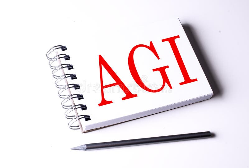 AGI Word on Notebook on White Background Stock Photo - Image of banking ...
