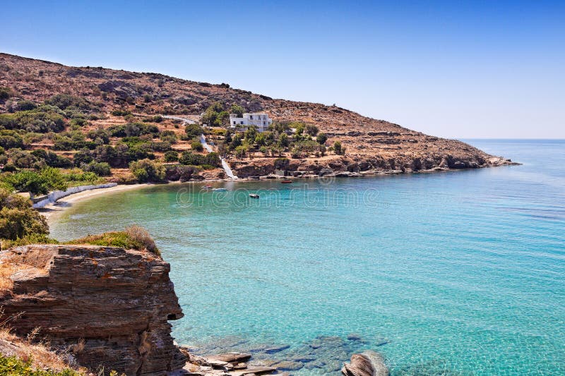 Agia Marina Beach in Andros, Greece Stock Image - Image of summer ...