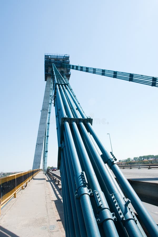 Agigea Suspension Bridge, Romania Stock Photo - Image of modern, metal ...