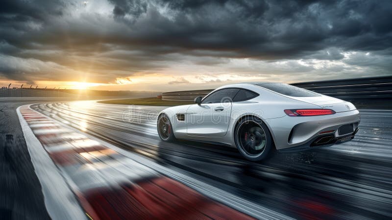 Agile Car Speeding on Race Track, Dynamic View Exemplifying Speed in ...