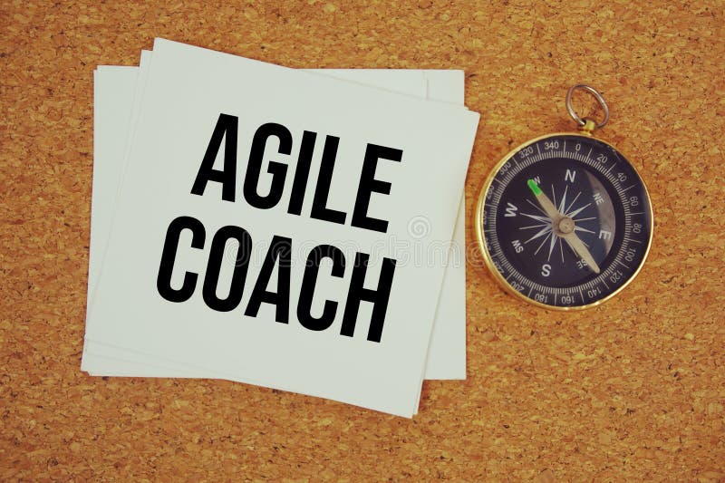 Agile Coach Text on Paper Card with Compass on Cork Paper Background ...