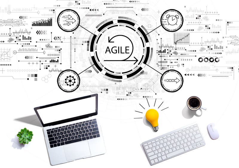 Agile Concept with Computers with a Light Bulb Stock Photo - Image of ...