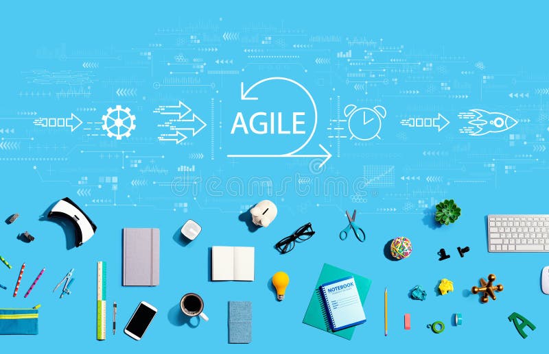 Agile Concept with Electronic Gadgets and Office Supplies Stock ...