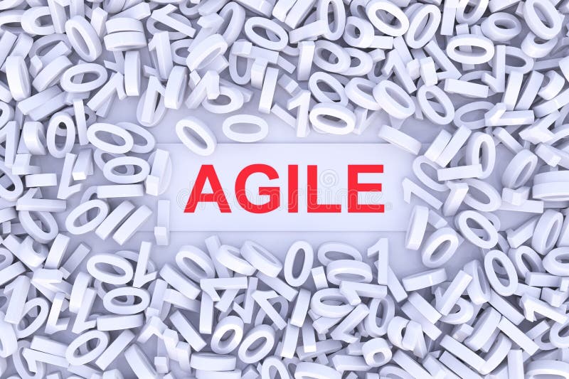 AGILE Concept Scattered Binary Code 3D Stock Illustration ...
