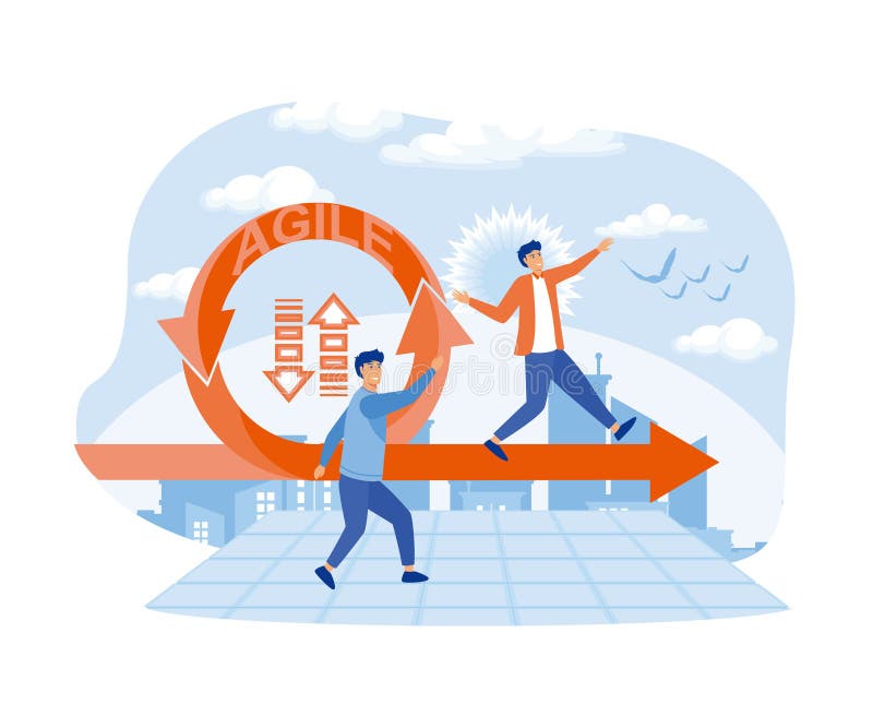 Agile Development Methodology. Agile Life Cycle Icon Vector. People ...