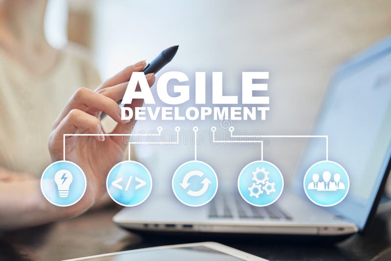Agile Development, Software and Application Programming Concept on Virtual Screen. Stock Image ...