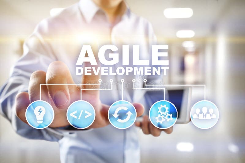 Agile Development, Software and Application Programming Concept on Virtual Screen. Stock Photo ...