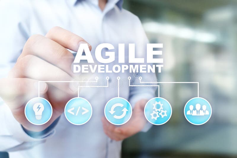 Agile Development, Software and Application Programming Concept on Virtual Screen. Stock Photo ...