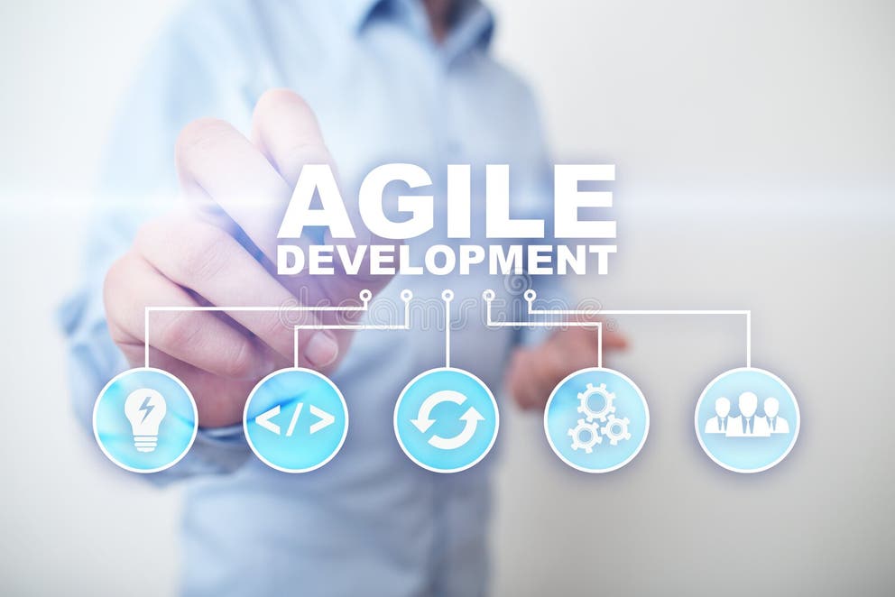 Agile Development, Software and Application Programming Concept on Virtual Screen. Stock Photo ...