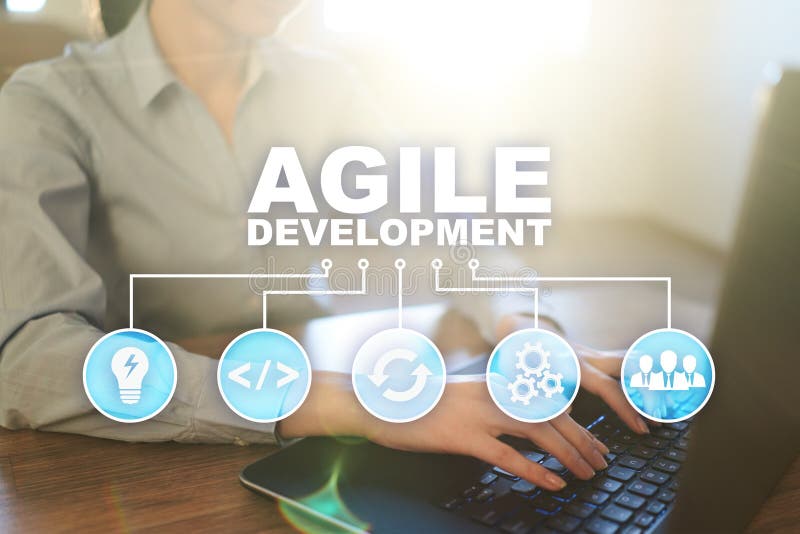 Agile Development, Software and Application Programming Concept on Virtual Screen. Stock Image ...