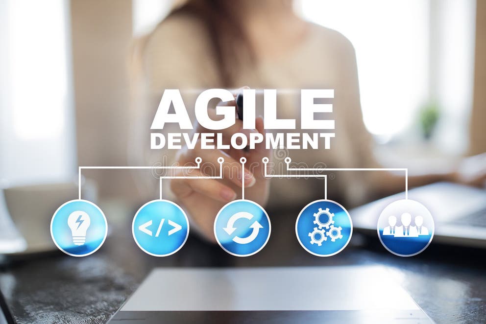 Agile Development, Software and Application Programming Concept on Virtual Screen. Stock Photo ...