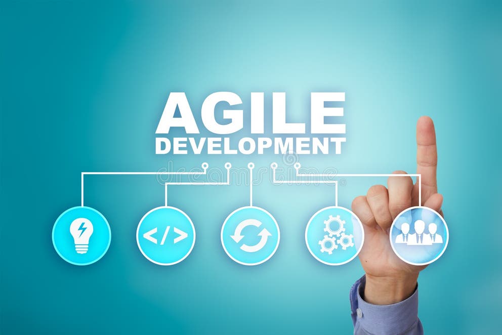 Agile Development, Software and Application Programming Concept on Virtual Screen. Stock Image ...