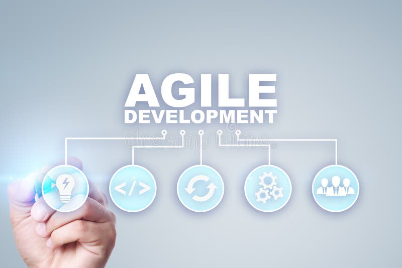 Agile Development, Software And Application Programming Concept On Virtual Screen. Stock Photo ...