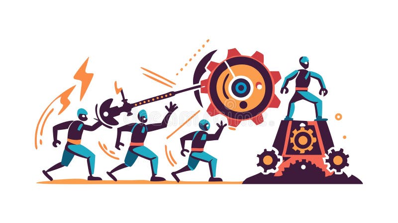 Agile Development Team: Dynamic Gears Collaborative Sprint, Vector Design Generative AI Stock ...