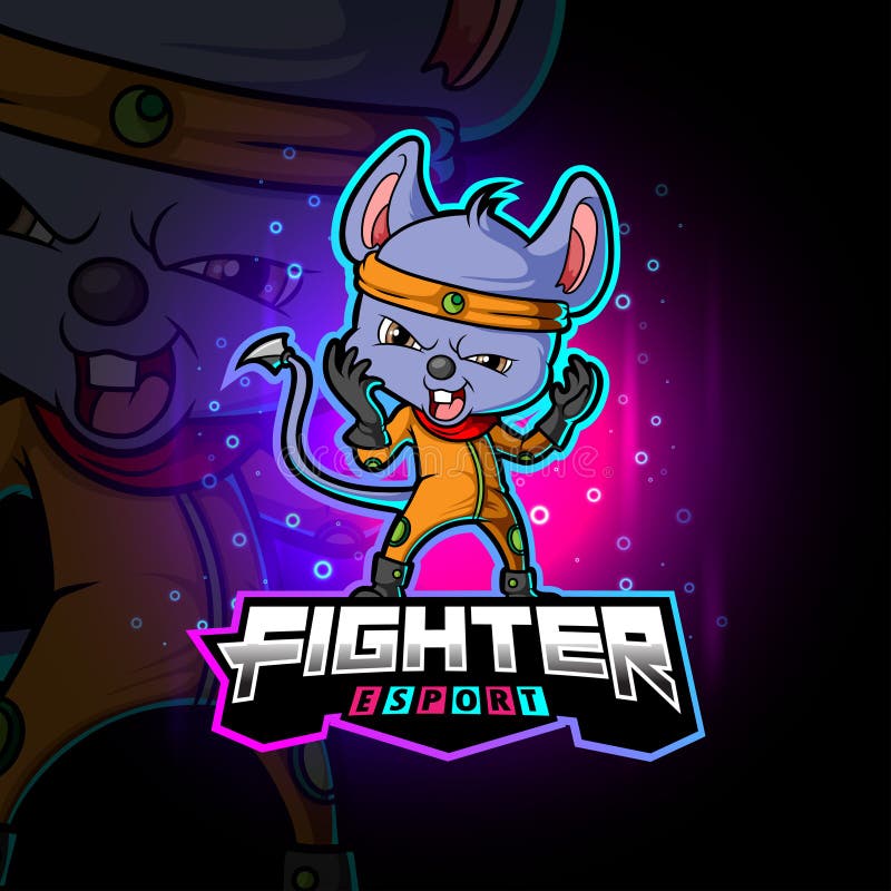 The Agile Fighter Mouse Esport Logo Design Stock Vector - Illustration ...