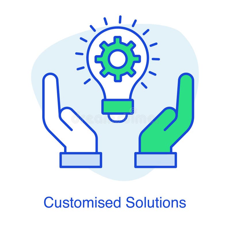 Customized Solutions Icon. Hands on Innovation Graphic Stock ...