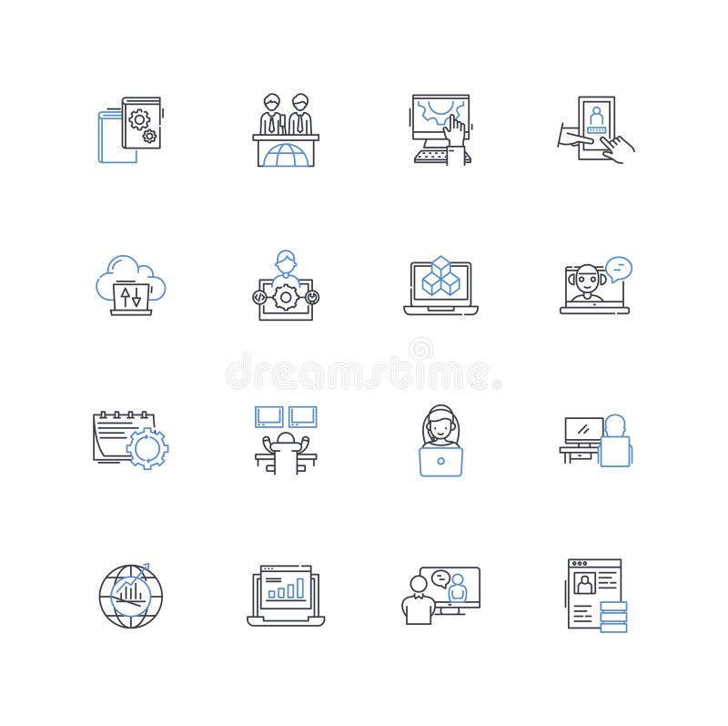 Agile Focused Line Icons Collection Scrum Collaboration Devops