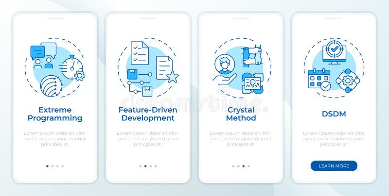 Agile Management Methodologies Blue Onboarding Mobile App Screen Stock ...