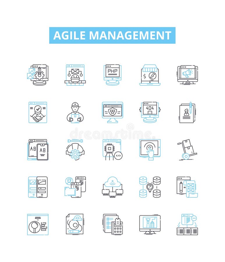 Agile Management Vector Line Icons Set Agile Management Process