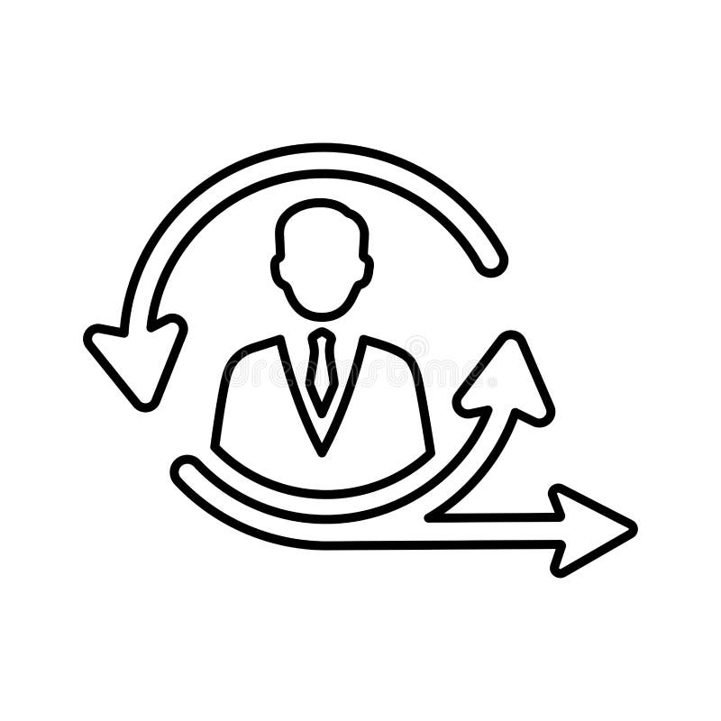 Agile Manager Scrum Outline Icon Line Vector Design Stock