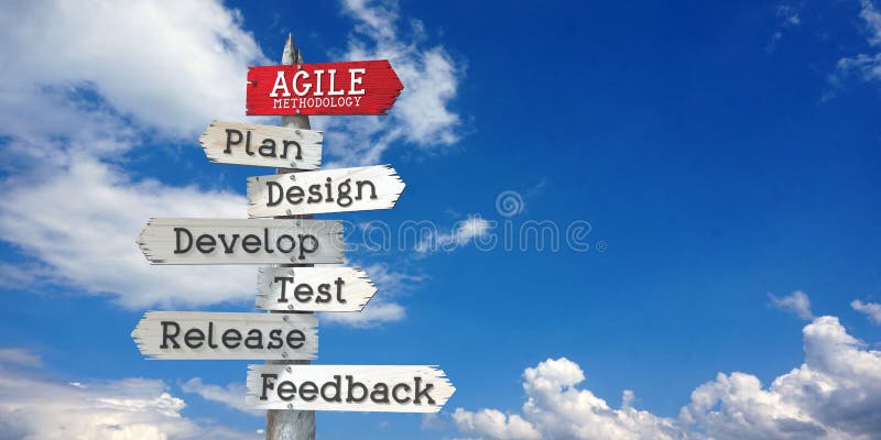 Agile Methodology Concept - Wooden Signpost with Many Arrows Stock ...