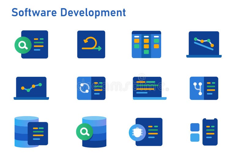 Agile Methodology Software Development Icon Set Collection Of Code