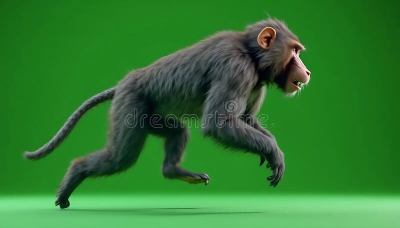 Agile Monkey in Motion: a Dynamic Green Screen Study Stock Illustration ...