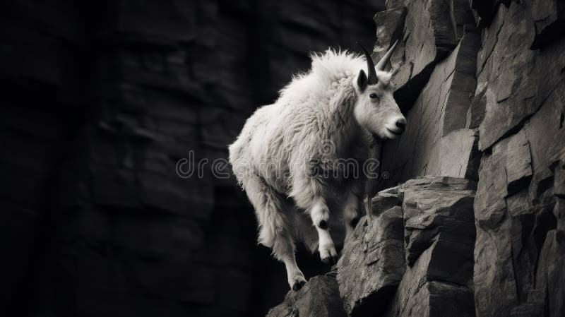 Agile Mountain Goat Climbs Steep Cliff with Ease Stock Illustration ...